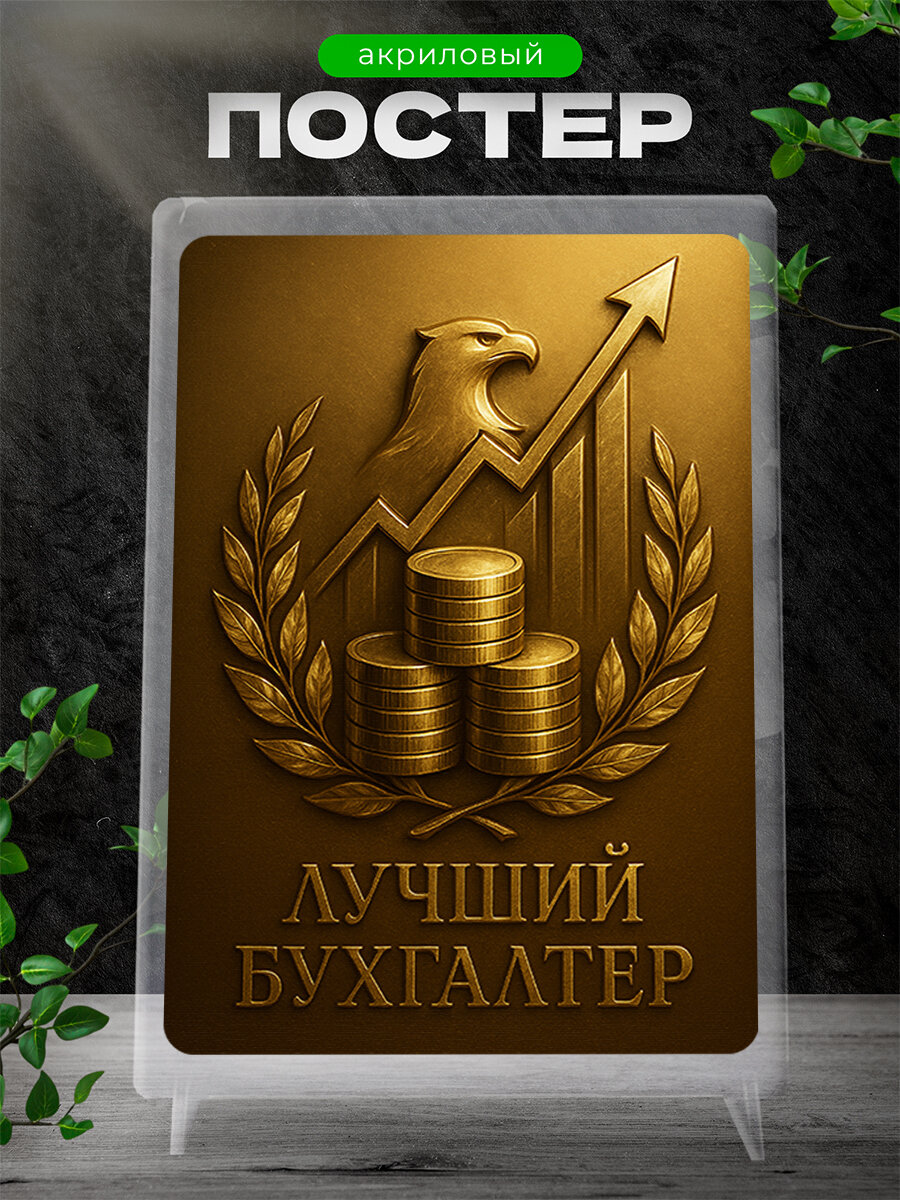 Акриловый постер, открытка на подставке с цветным принтом на подставке в подарок лучшему бухгалтеру