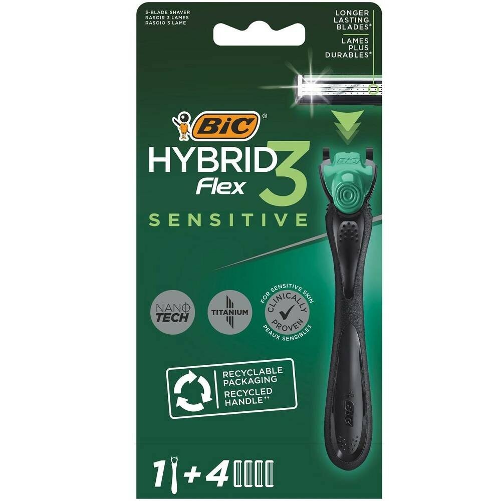 Bic Hybrid 3 Flex Sensitive станок бритвенный с 2 кассетами для чувствительной кожи