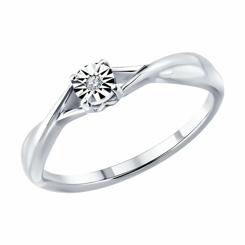 Кольцо, серебро, 925 проба, родирование, бриллиант