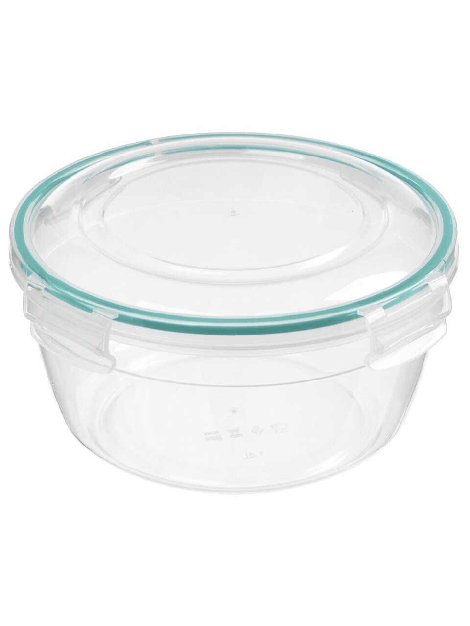 Контейнер пищевой пластик, 2.3 л, 20.6х20.6х11 см, прозрачный, круглый, герметичный, IDIland, 221161618/02