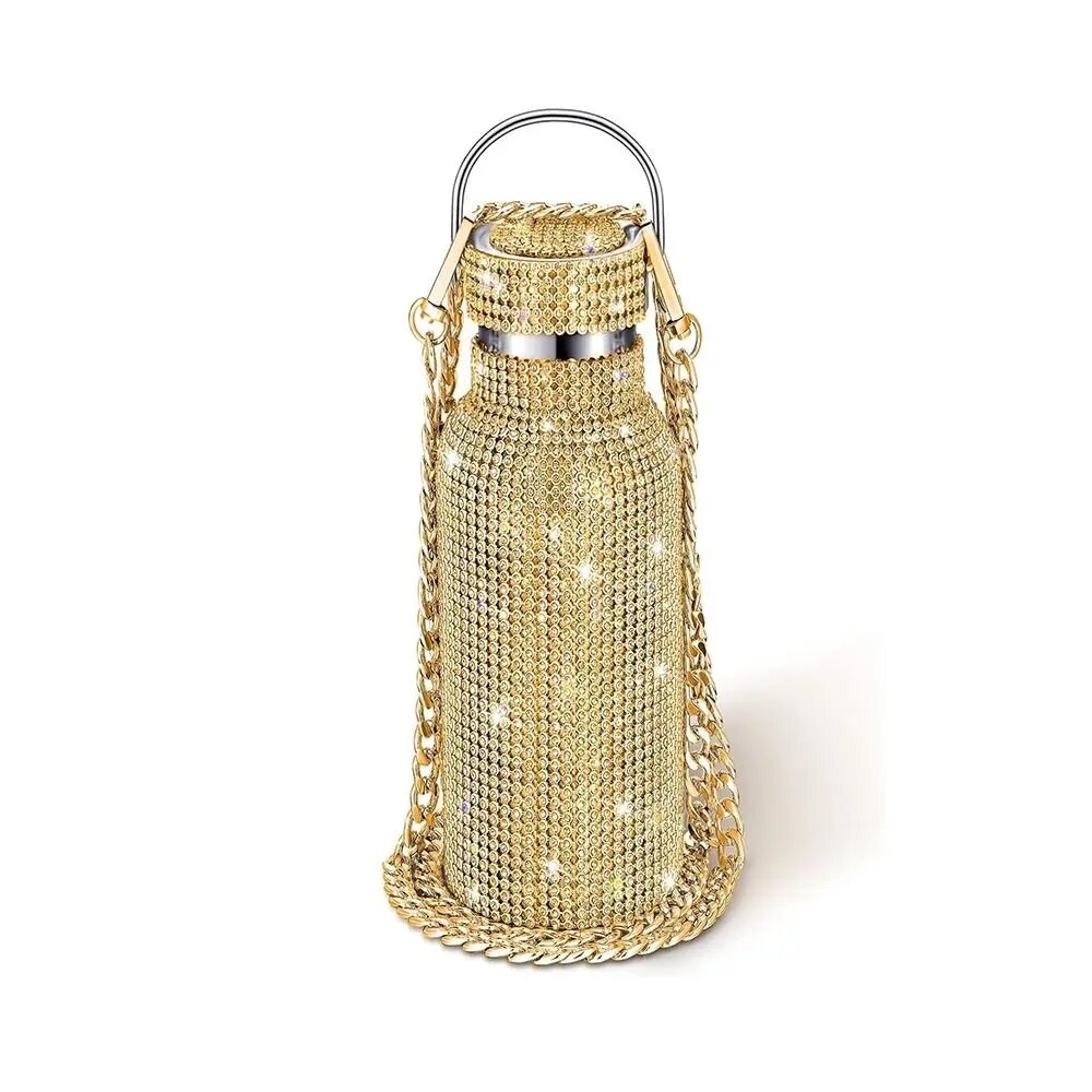 Термобутылка со стразами, Gold, 1000 мл