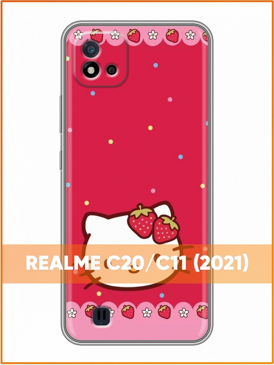Чехол для Realme C20, Realme C11 2021 с принтом для девочек с Хеллоу Китти (реалми С20, реалме С11 2021)