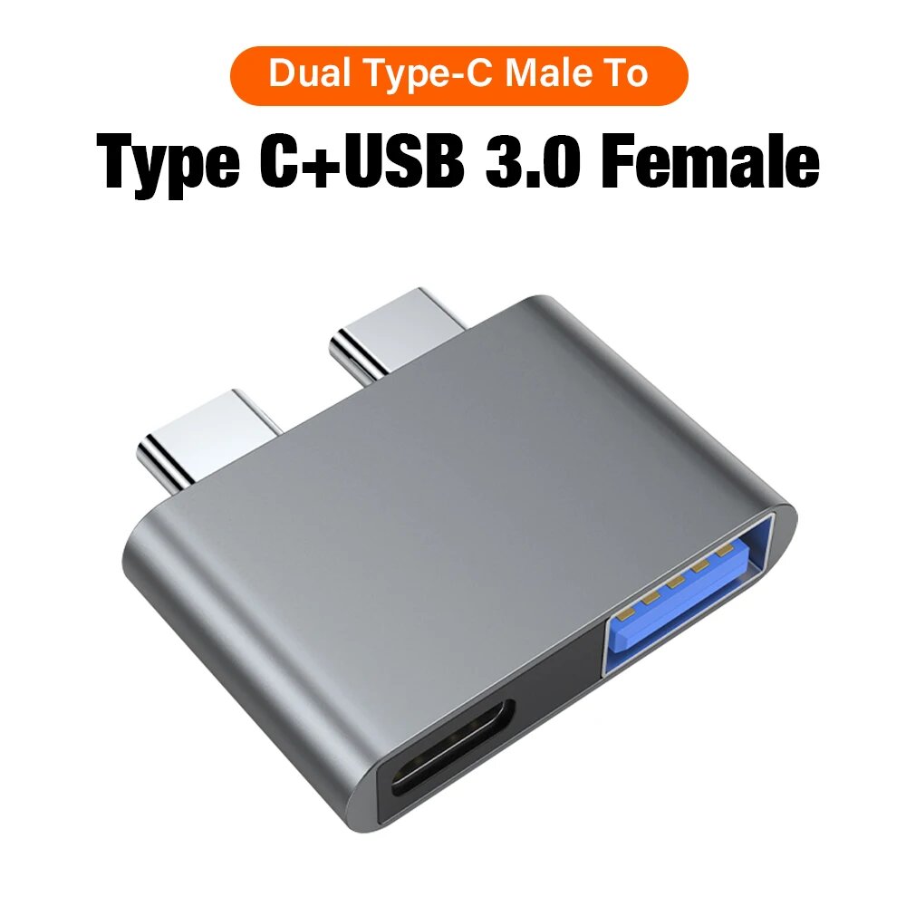 Адаптер Dual Type-C Male to Type C + USB 3.0 Female