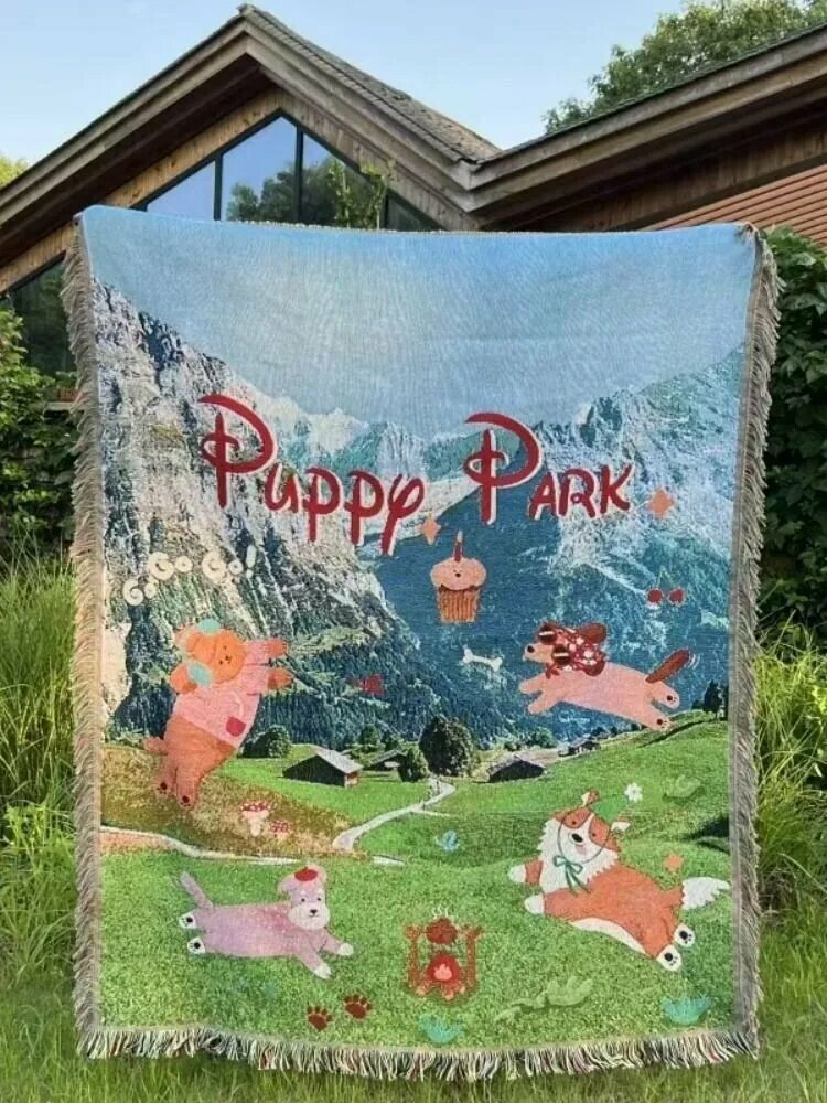 House of Wishes Плед вязаный, пэчворк Декоративное одеяло для рисования маслом в стиле ретро , Лавсан, Хлопок, 160 см х 130 см