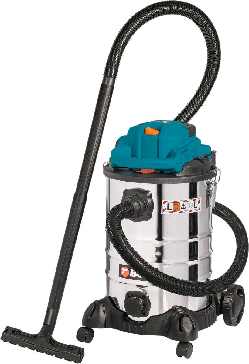 Строительный пылесос Bort BSS-1230-DUO, мощность 120Вт, серебристо-синяя