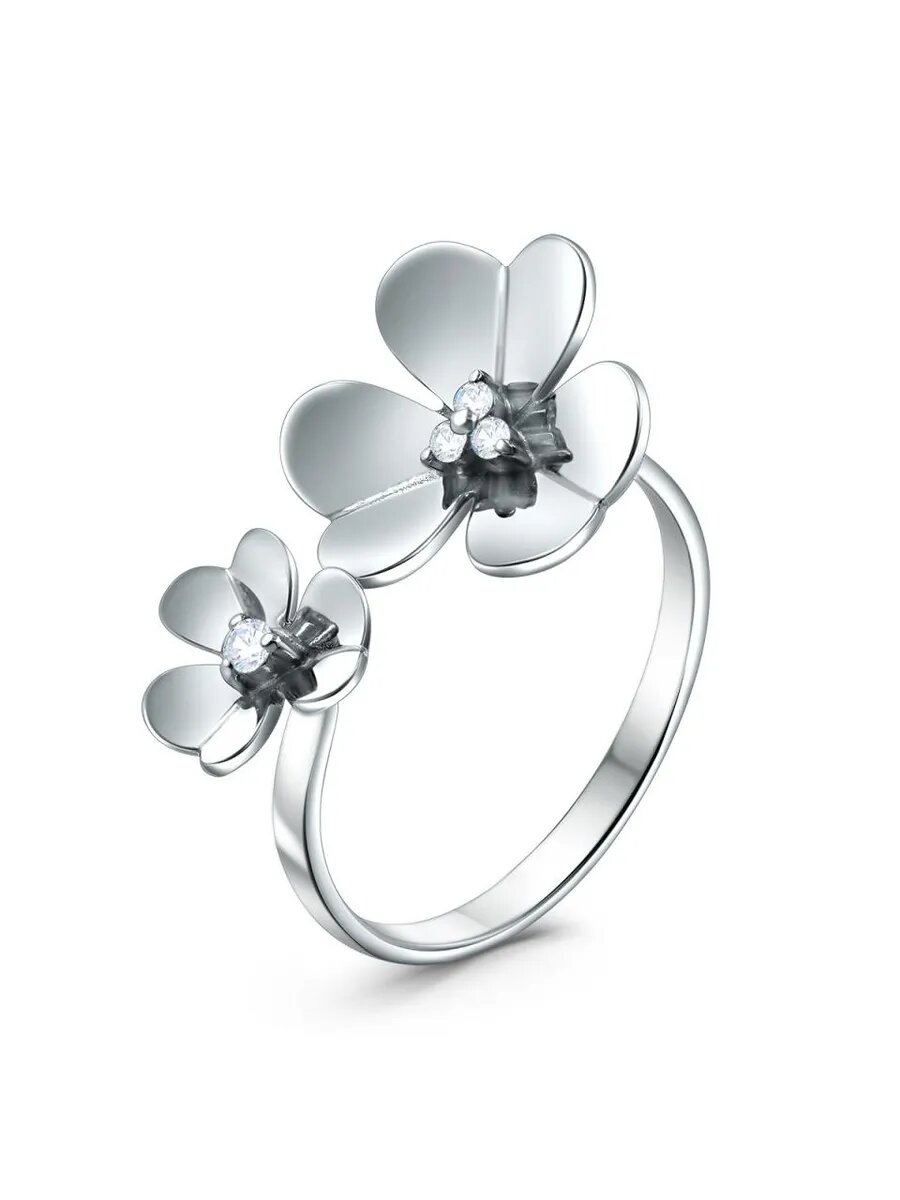 Кольцо разъемное, серебро, 925 проба, родирование, фианит