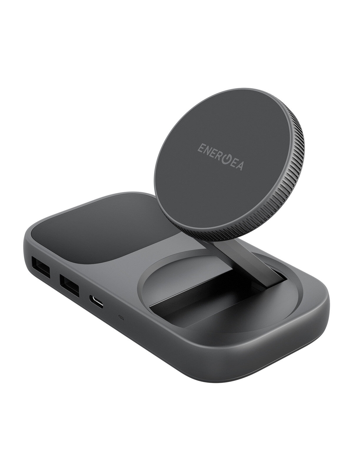 USB-хаб с беспроводной зарядкой EnergEA WIDOCK PLUS, 7 в 1, с поддержкой стандарта QI2, темно-серый