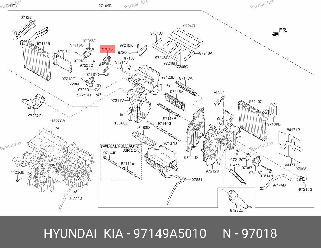 Заслонка отопителя салона, HYUNDAI/KIA/MOBIS 97149A5010