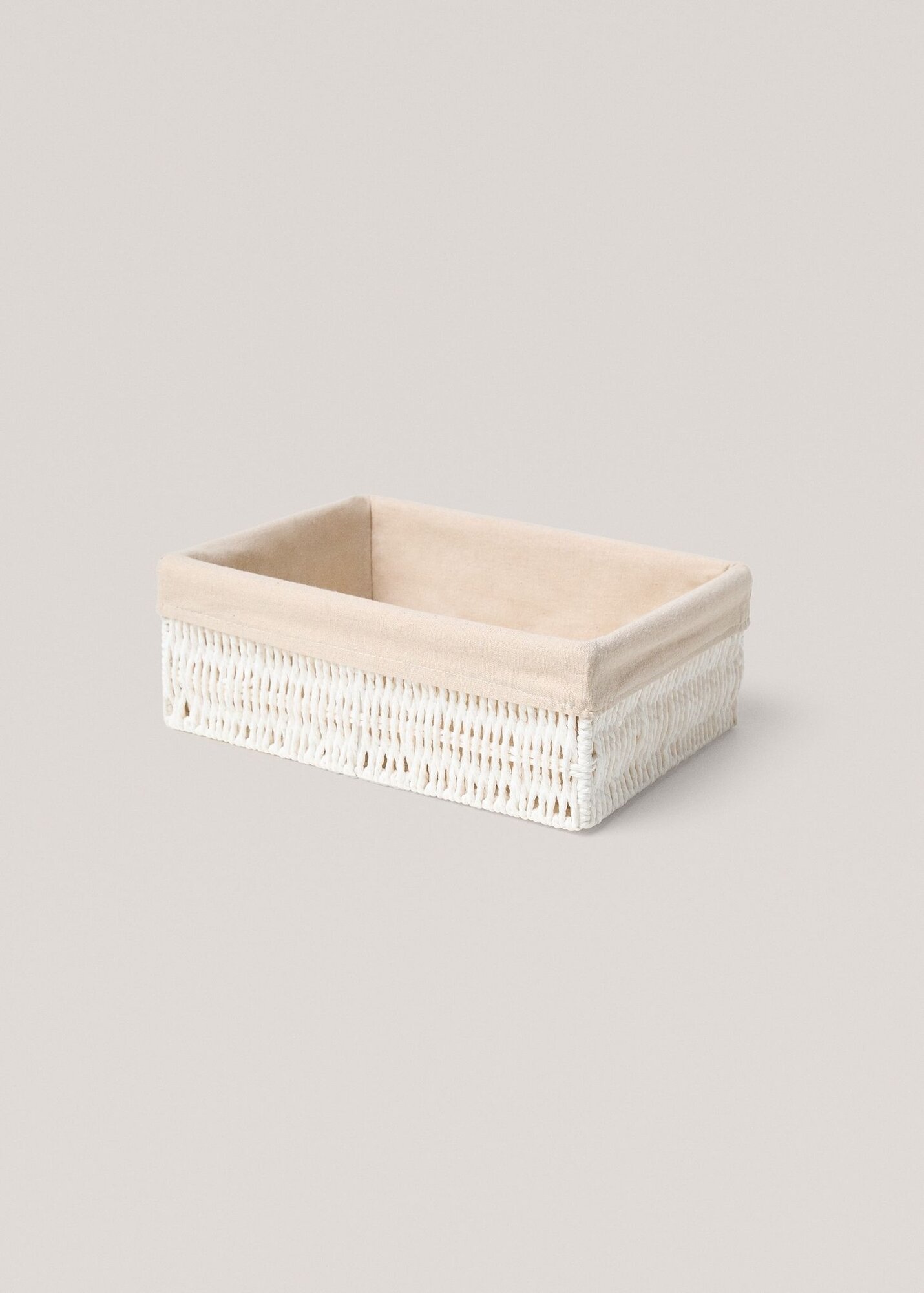 Корзина небольшая прямоугольная MANGO из плетеной бумаги, размер S, цвет белый, 26 x 19 x 9 см, 17001528_1