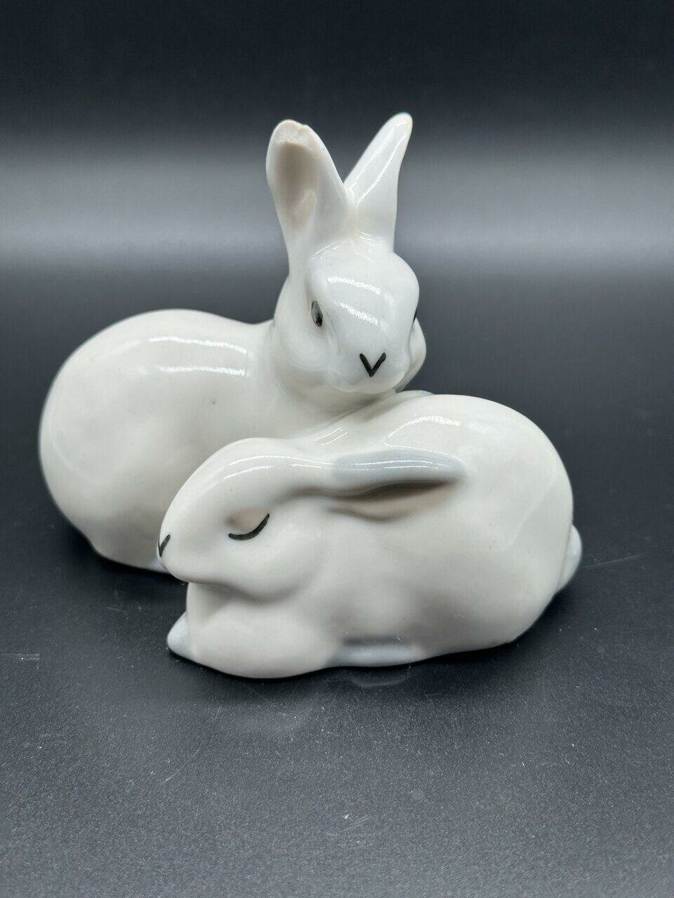Статуэтка Кролики Лфз Фарфор 1970 год винтаж