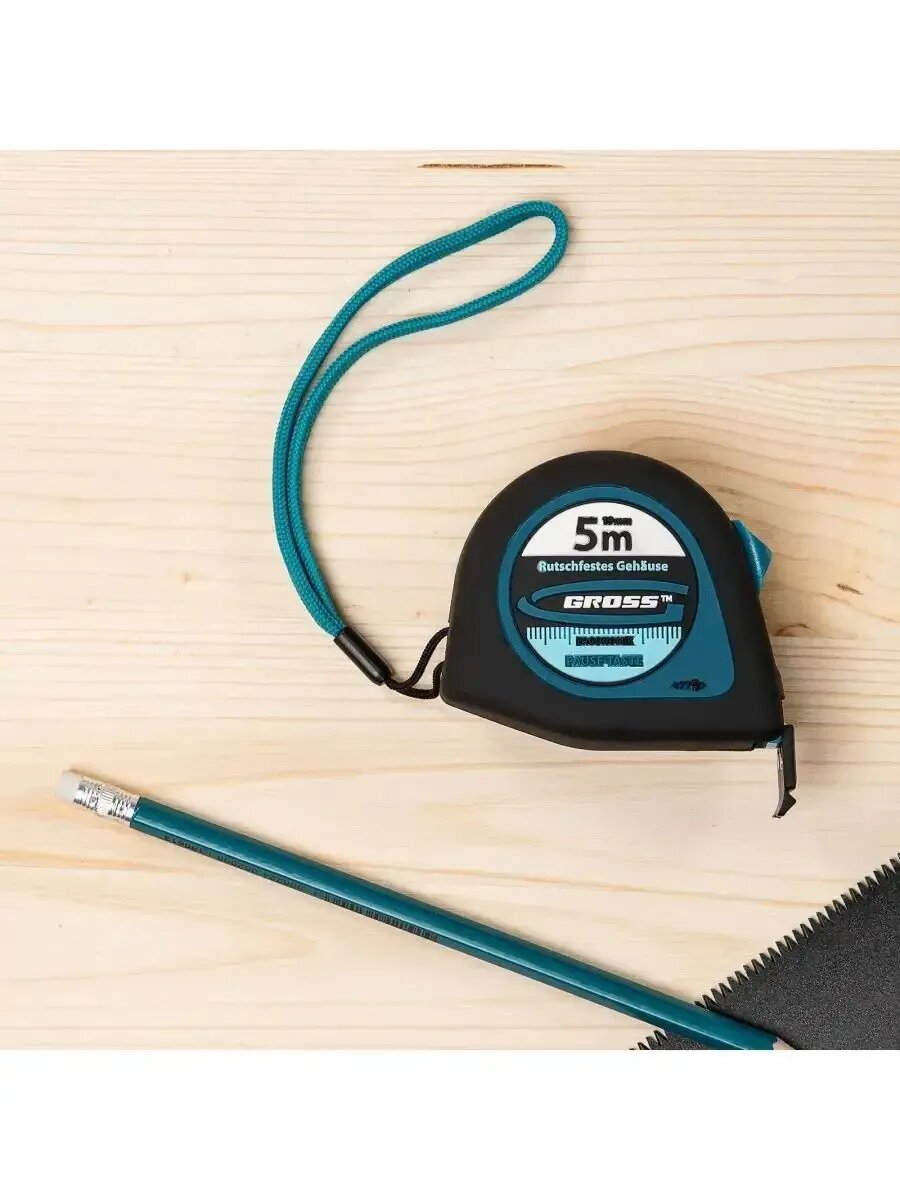 Рулетка строительная 5м х 19мм, обрезин. зацеп, GROSS 31102