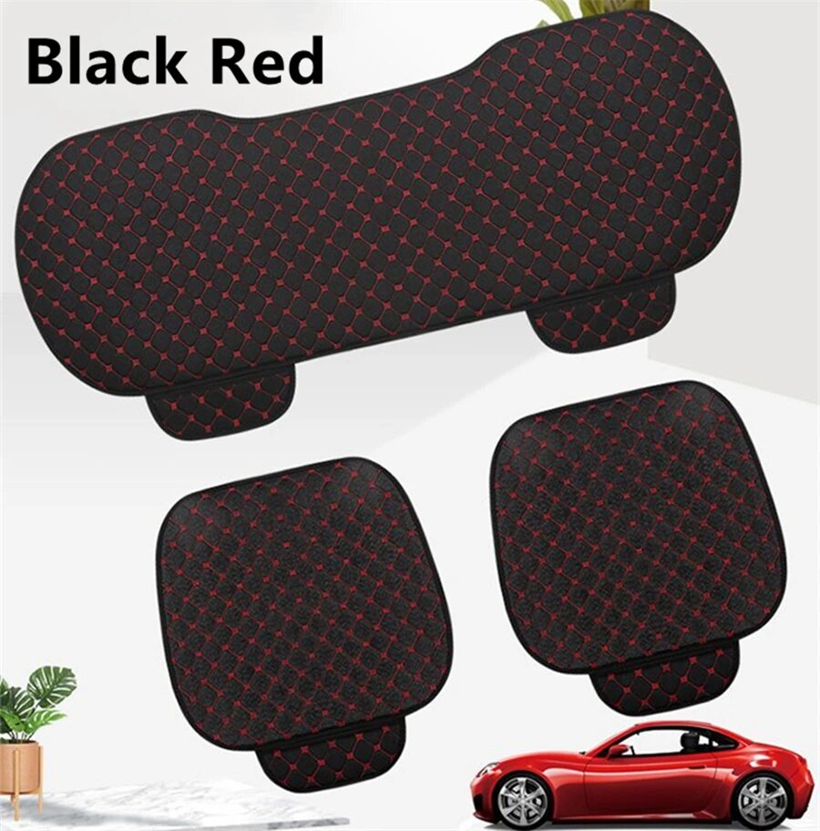 SJ 3 шт. льняная ткань, универсальные чехлы на автомобильные сиденья, подушка, передние и задние коврики для FAW BESTUNE X40 X80 B30 B50 B90 B70 B70S T33 T99 T5 Black Red