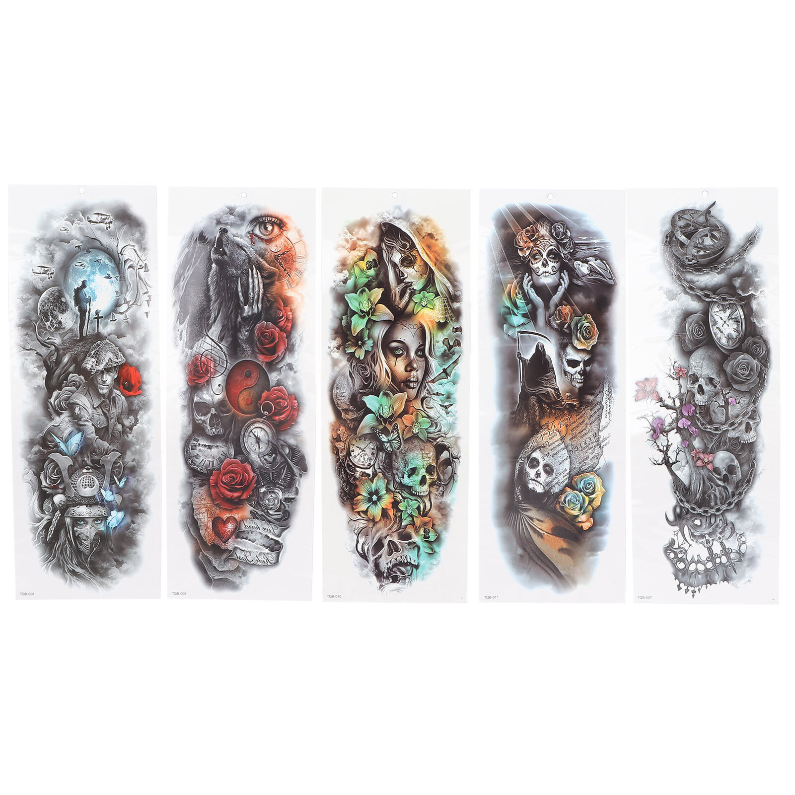 Водостойкие временные татуировки, наклейки для татуировок на всю руку, долговременные поддельные татуировки, 5 шт./комплект