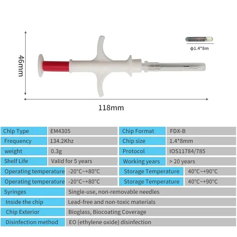 Микрочипы для животных EM4305 100 шт. 100pcs 1.4x8mm