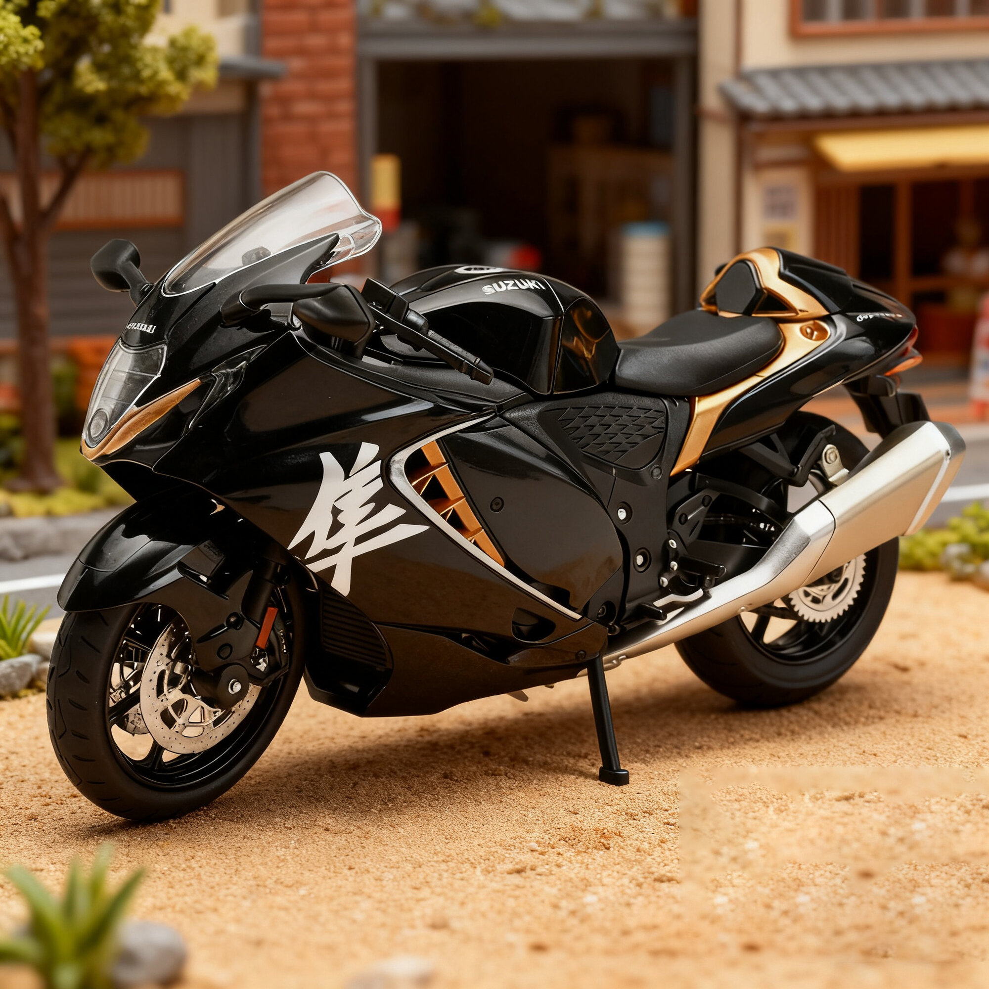 Микромодель внедорожного мотоцикла 1:12 Suzuki Hayabusa: сплавная металл, с световыми и звуковыми эффектами, подарок детям