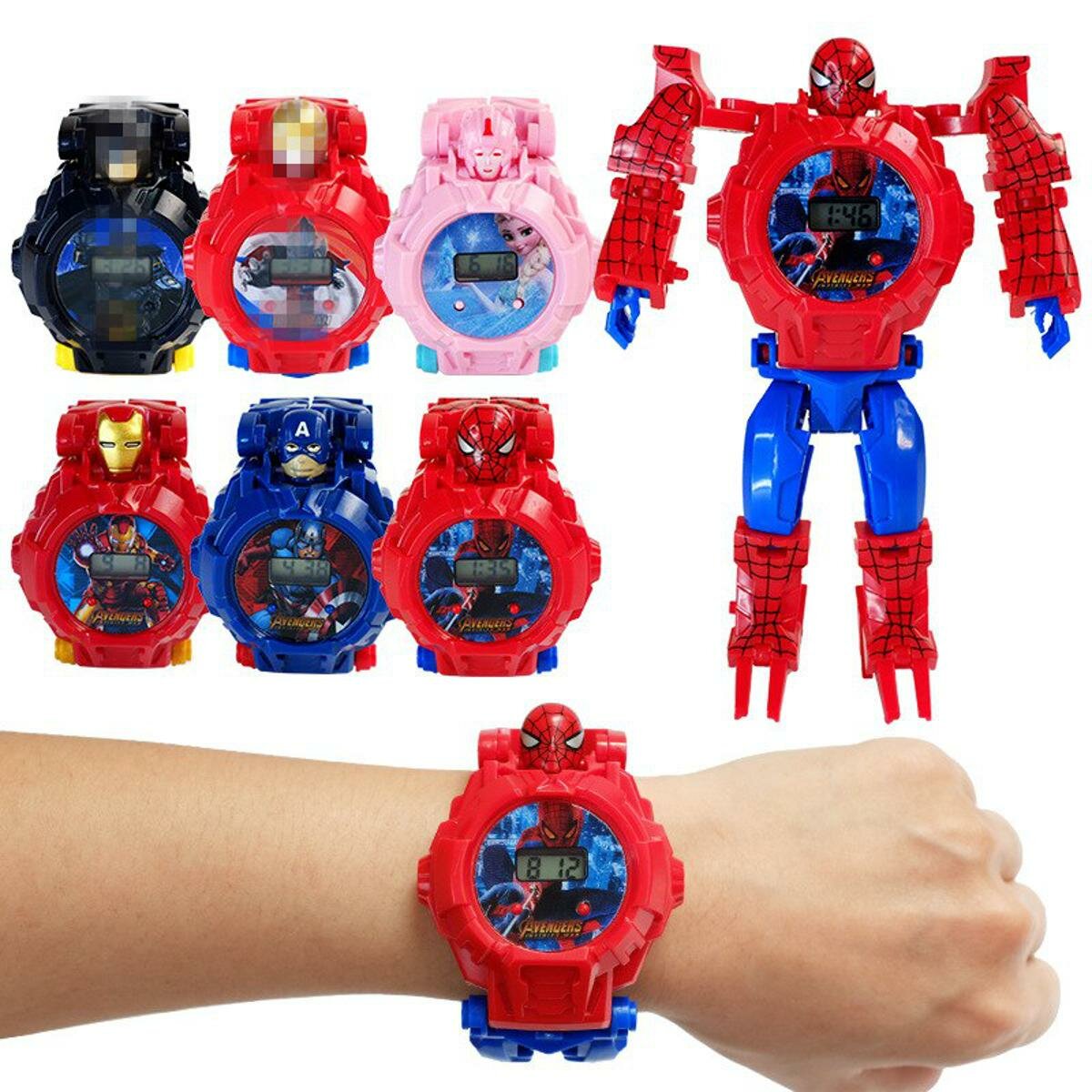 9 стильных детских часов Disney Spiderman Frozen, фигурки для детей, часы Marvel Ironman Superhero, аниме-фигурки для ма