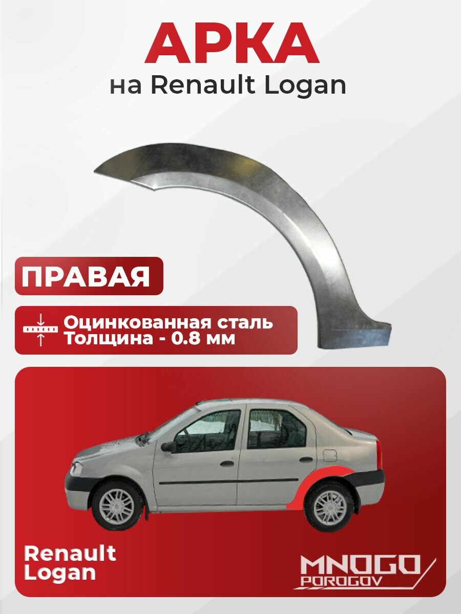 Задняя правая арка на Renault Logan 1 седан 4 двери 2004-20015 оцинкованная сталь, толщина 0,8 мм (Рено Логан 1), . кузовной ремонт.