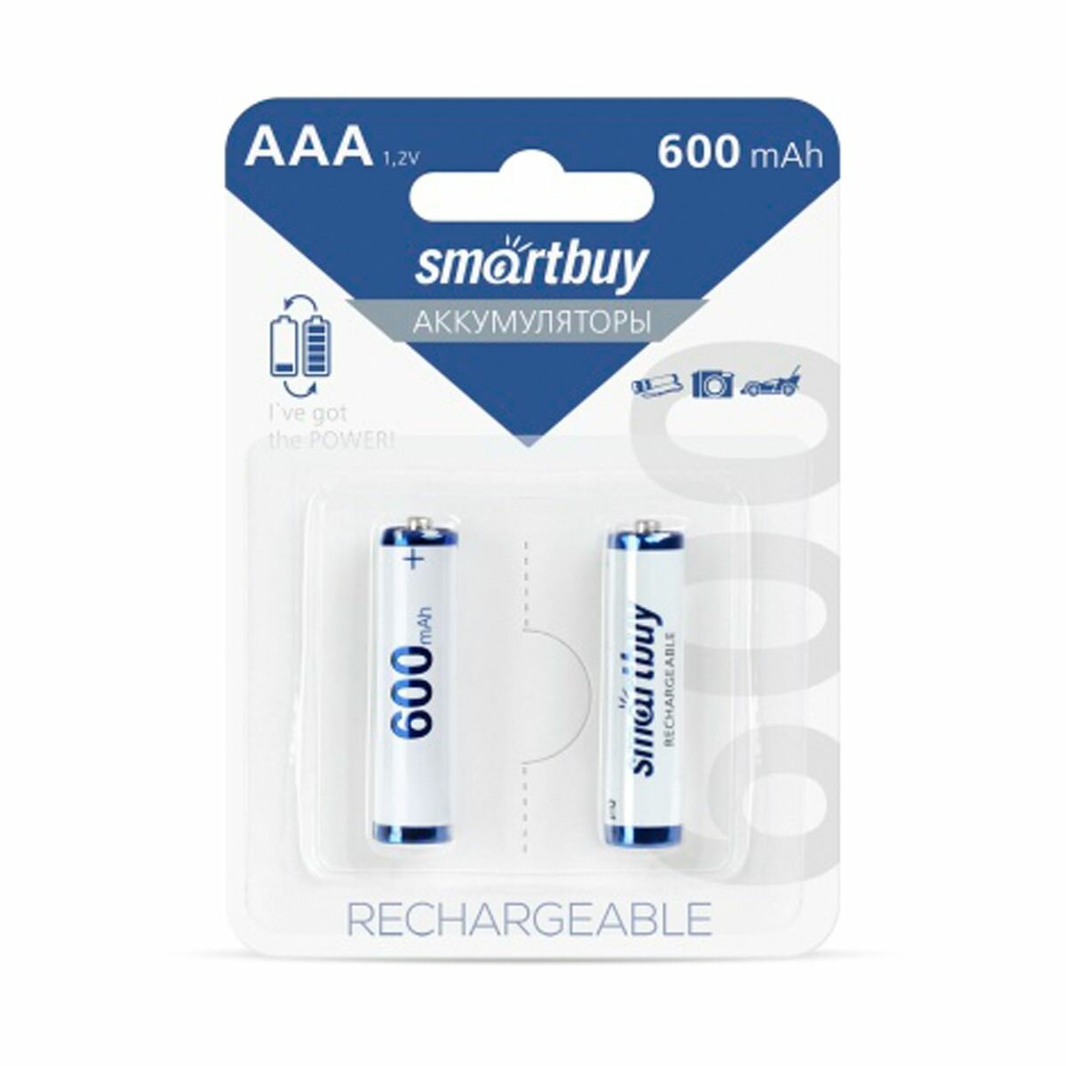 Аккумулятор SmartBuy AAA (HR03) 600 mAh, блистер, 2шт. (SBBR-3A02BL600)