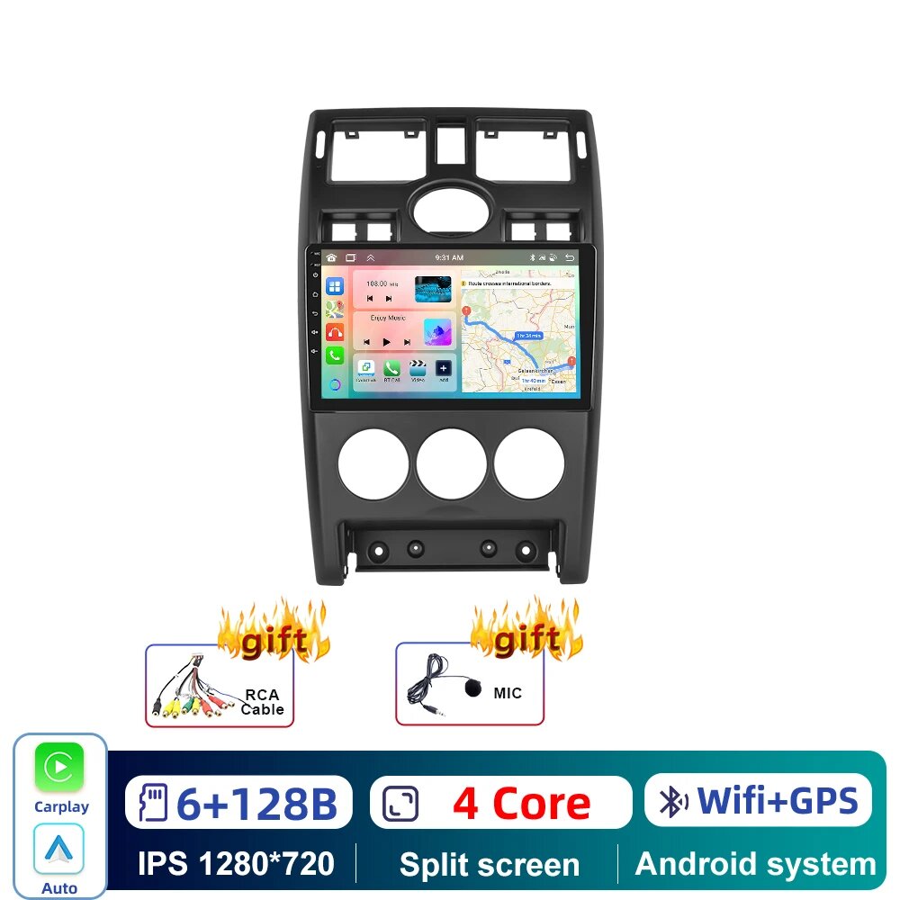 Автомагнитола Podofo на Android для LADA Priora 2007-2014, Автомагнитола для Carplay, стереоплеер, Wi-Fi, GPS-навигация, FM/RDS стерео головное устройство 6G 128G Carply