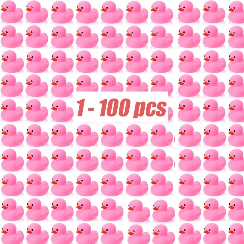 1-100 шт, набор розовых мини-резиновых уток, оптом, поплавок, писк, крошечные утки, резиновая игрушка-утка для детей, товары для дня рождения