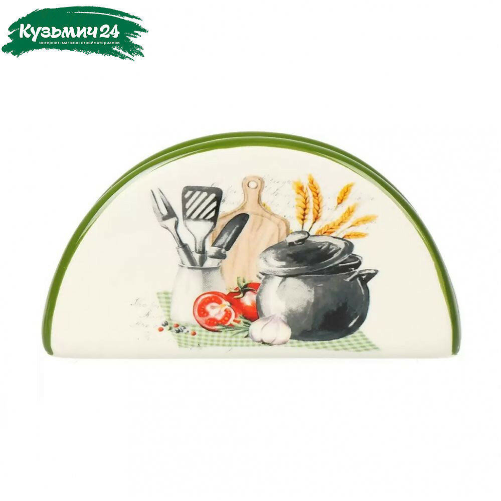 Салфетница Daniks Comely с декором, доломит, белая, 3.7х7.1х13.3 см