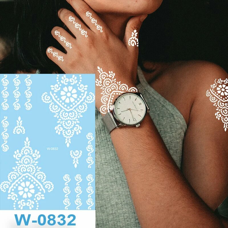 Временная татуировка хной Tattrendy белая w0832w