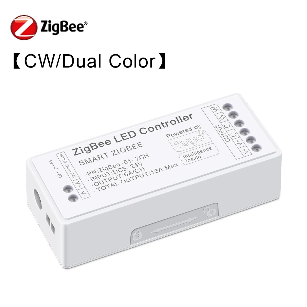 Zigbee LED контроллер CW/Dual Color, 6A/CH, 15A Max