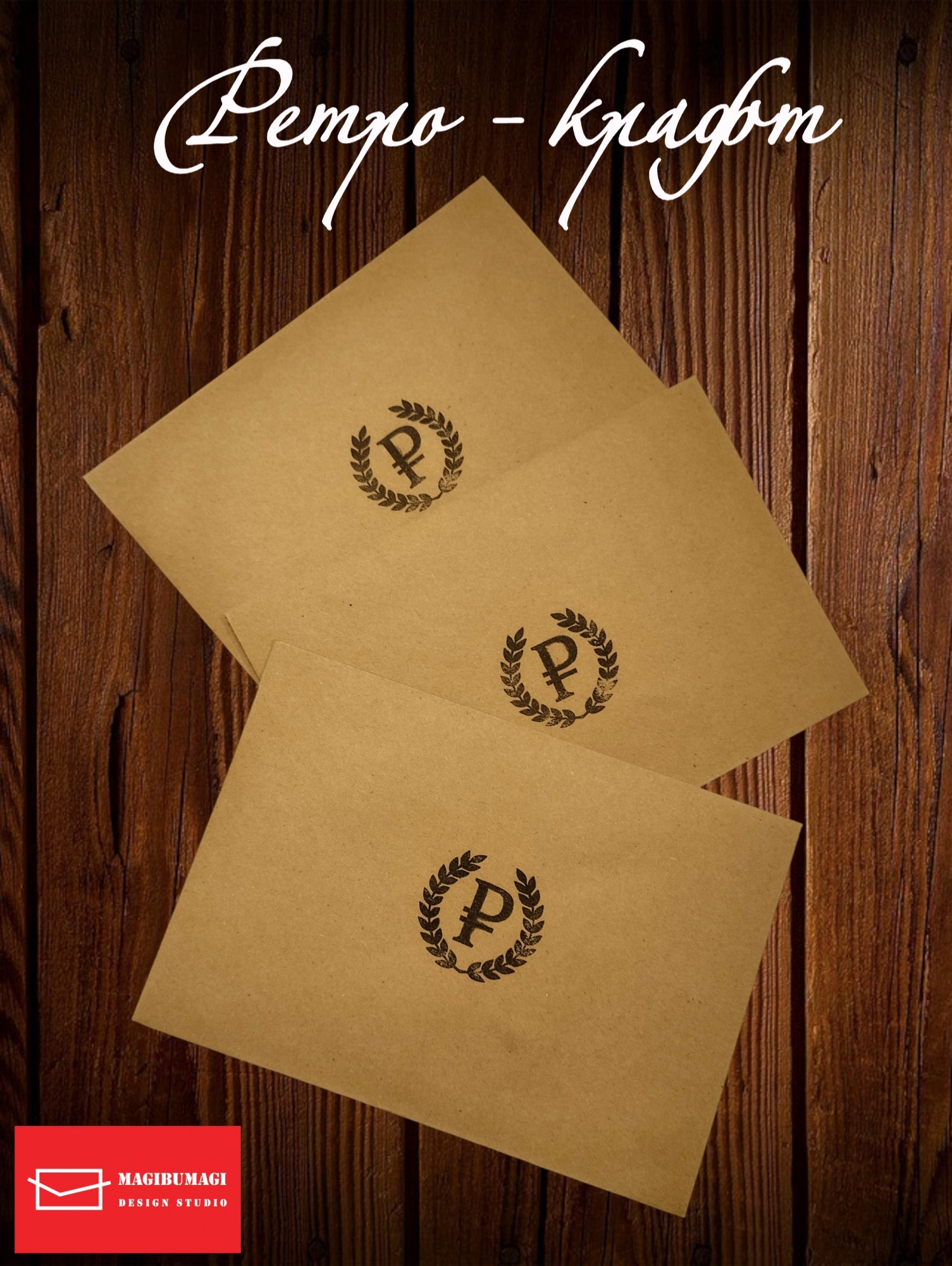 Конверты для денег в стиле крафт, 3 штуки, формат С6 (114 х 162 мм), ручная работа