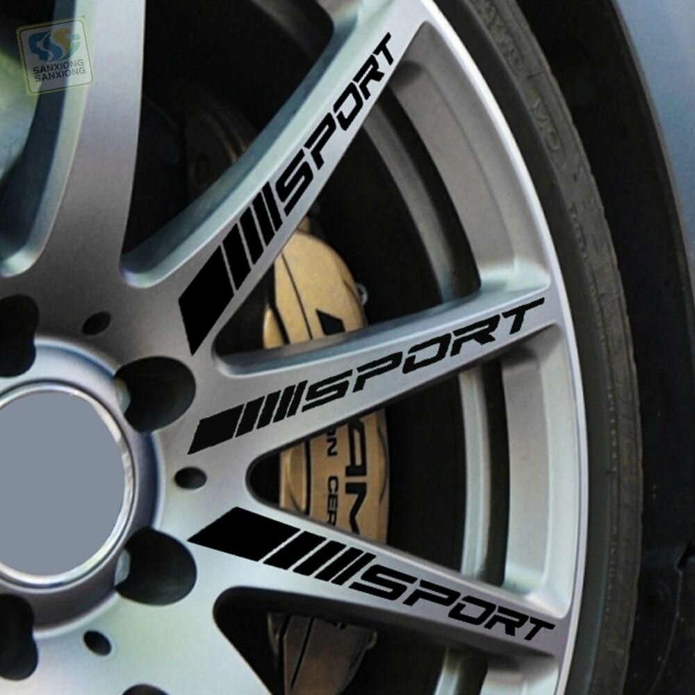 Наклейки SPORT на обода колес автомобиля 4 шт — декоративные полосы для оформления автомобильных ободов, комплект