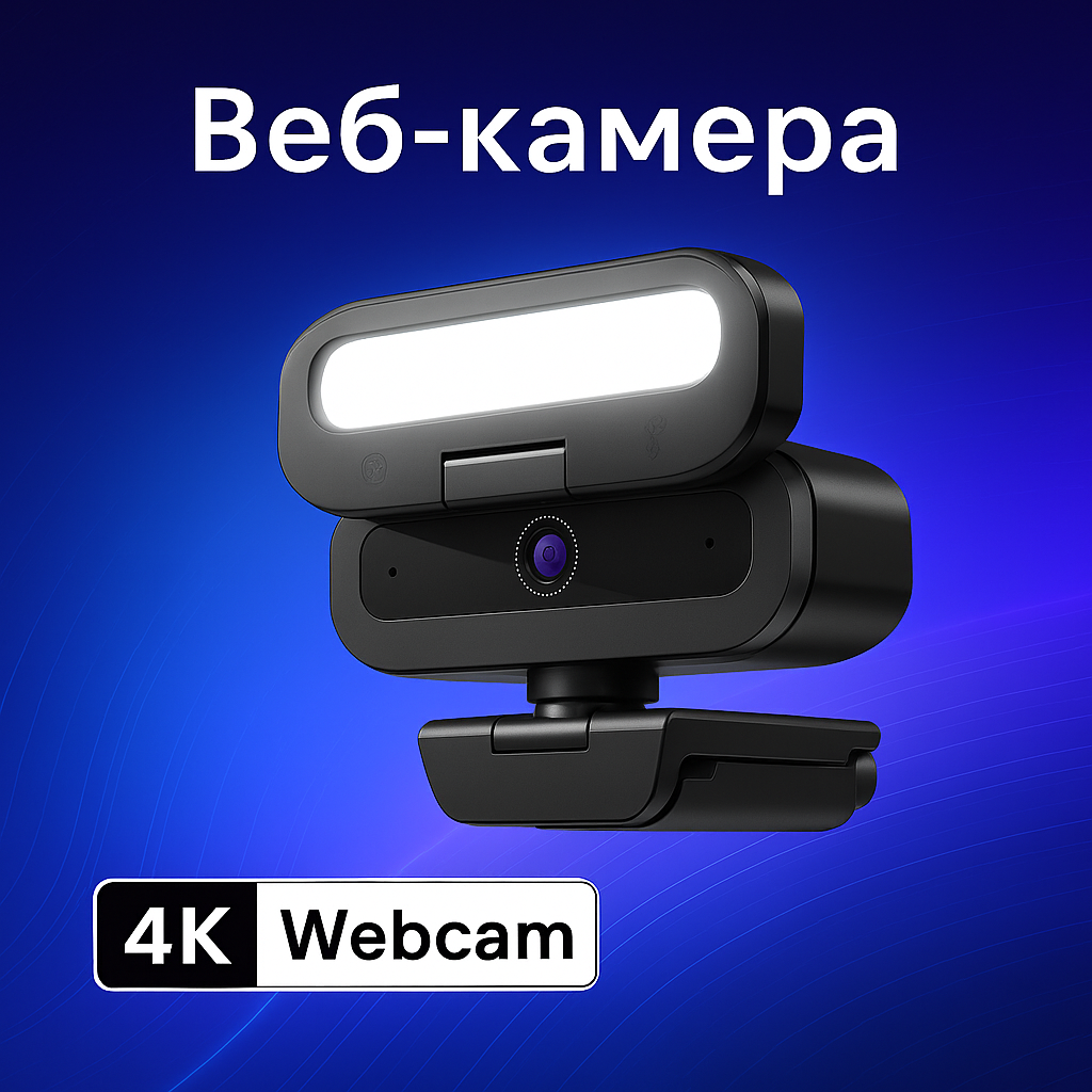 EXHQDR Ультра HD Веб-камера 4K с автофокусом, физической защитой приватности, подсветкой и гибким штативом