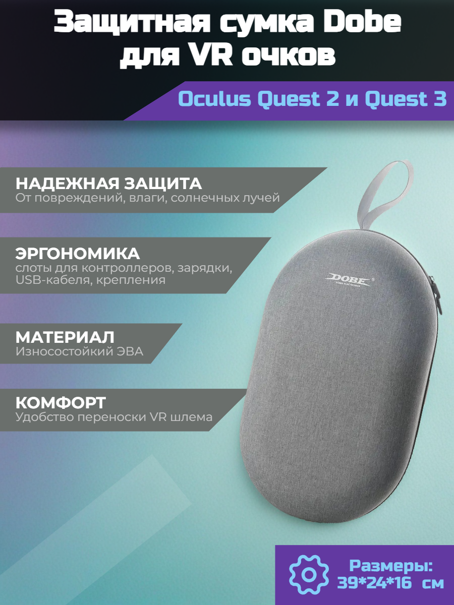 Защитная сумка Dobe для шлема Oculus Quest 2 и Oculus Quest 3, жесткий кейс-чехол