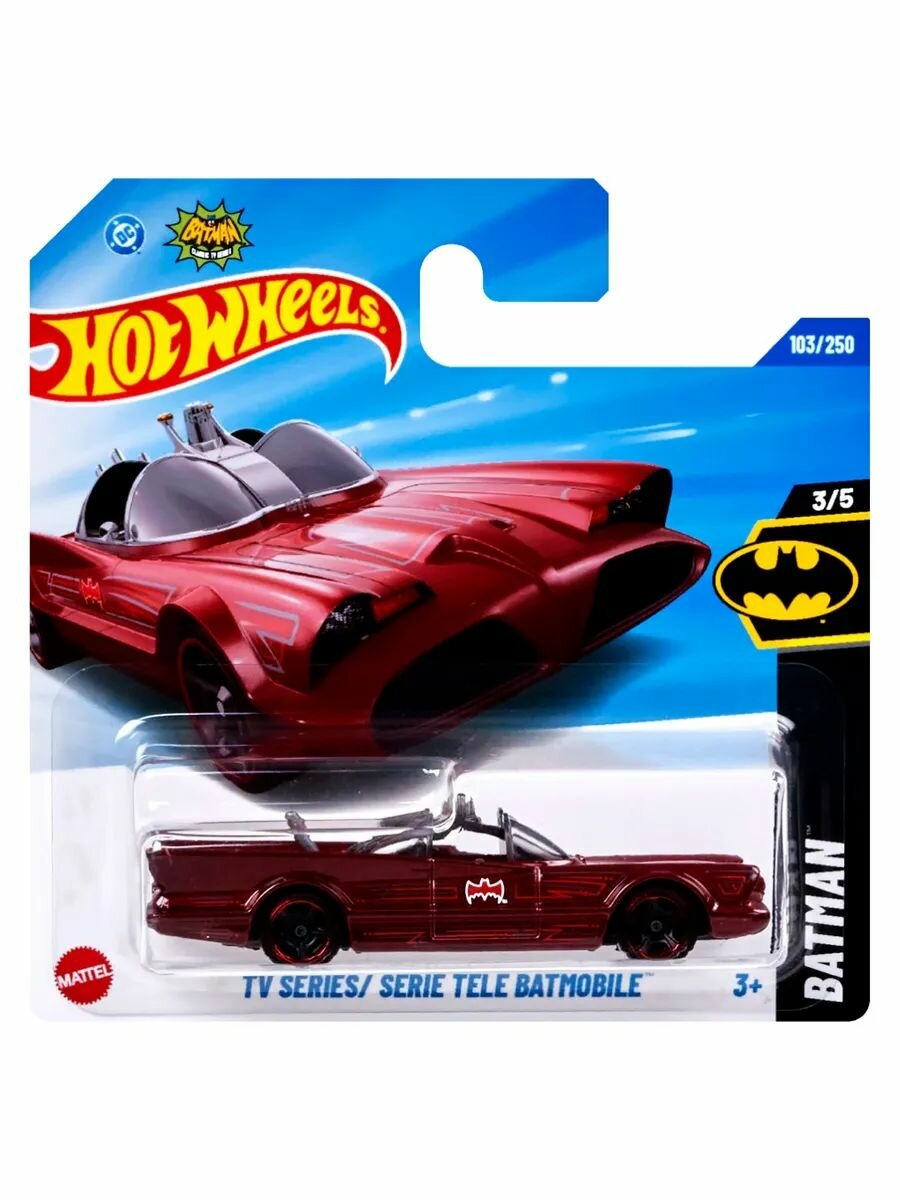 HYY05 Hot Wheels машинка металлическая игрушка коллекционная масштабная модель 1966 TV Series Batmobile кейс 2025