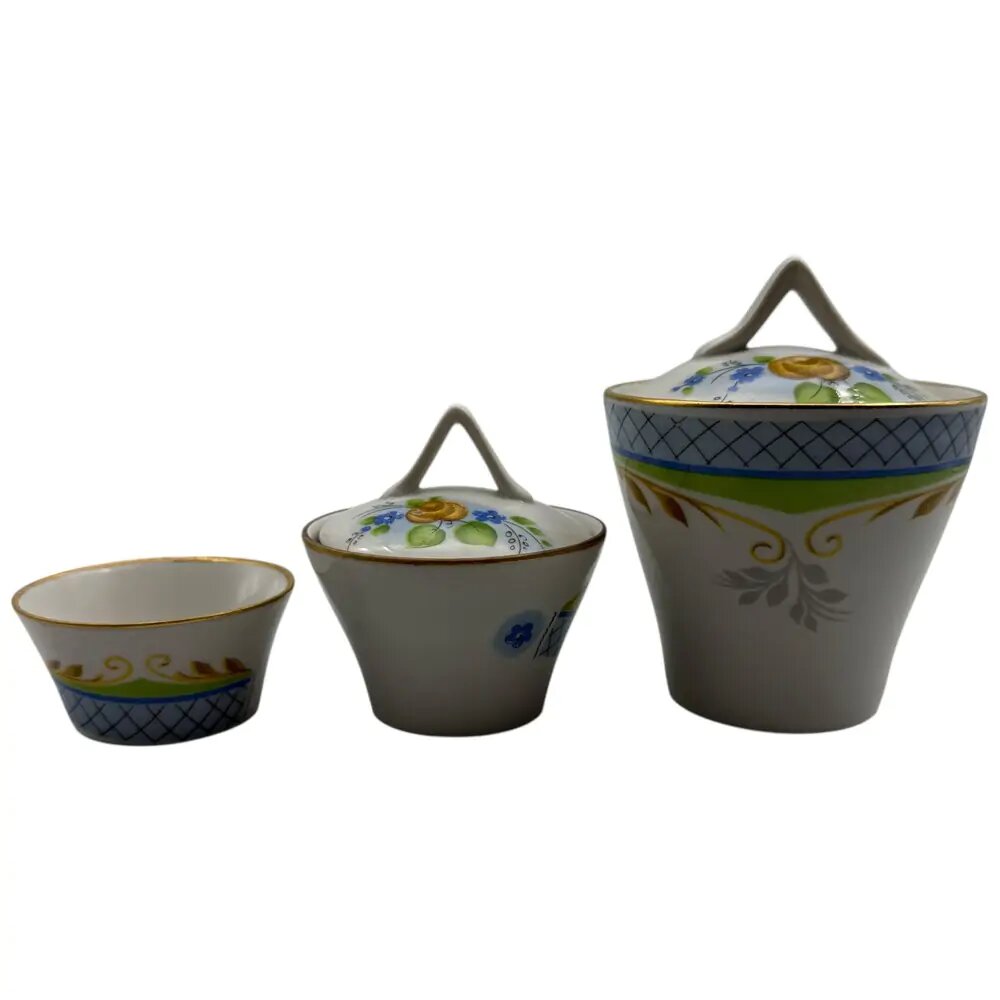 Набор для специй "Роза желтая" (3 предмета), 2 сорт, фарфор, 1990 г, Дулево, СССР