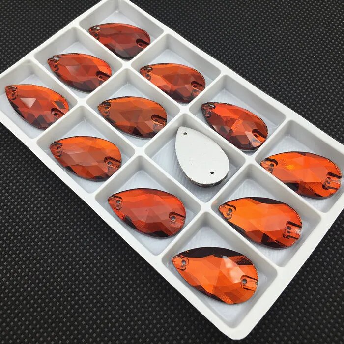 Стеклянные кристаллы для украшения 7x12, 11x18, 13x22, 17x28 мм 11x18mm 20pcs, Красный, red coffee