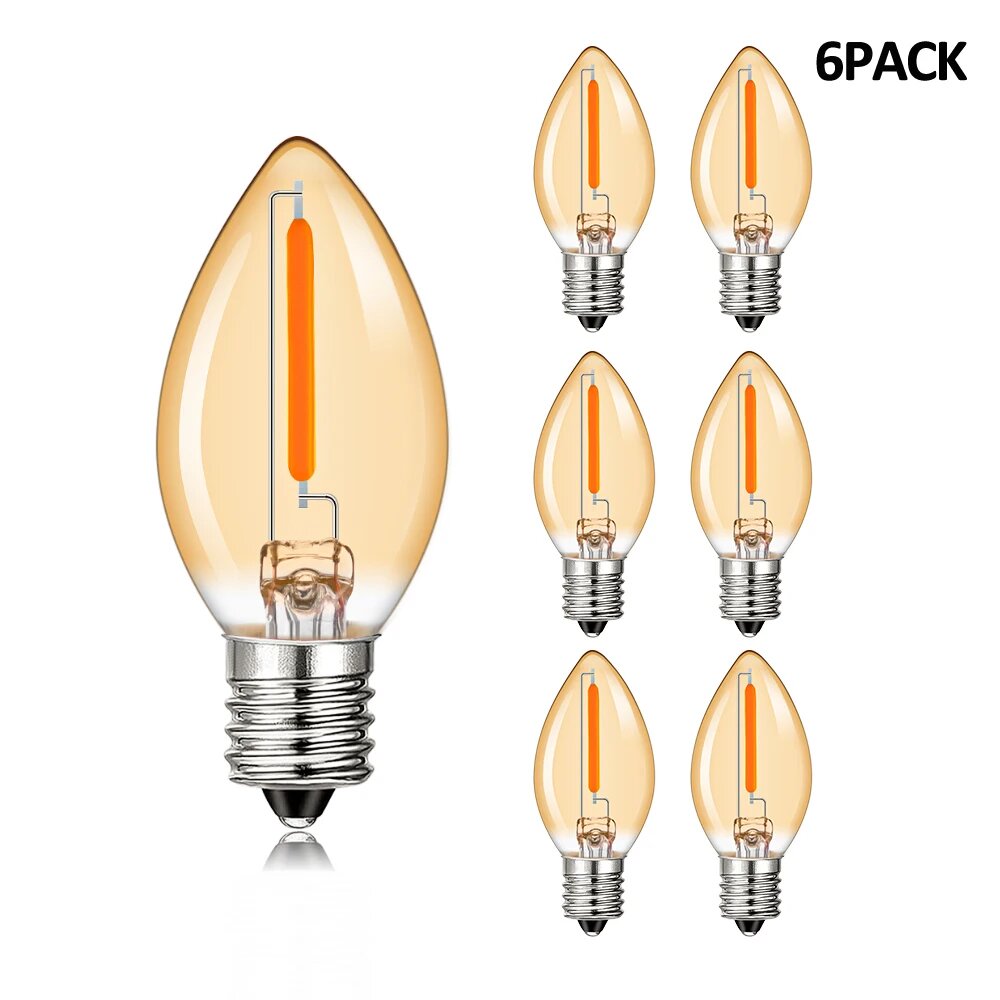 6 шт. Светодиодные лампы Grensk C7 теплый белый Gold glass 0.5W, E14 Socket for 220V