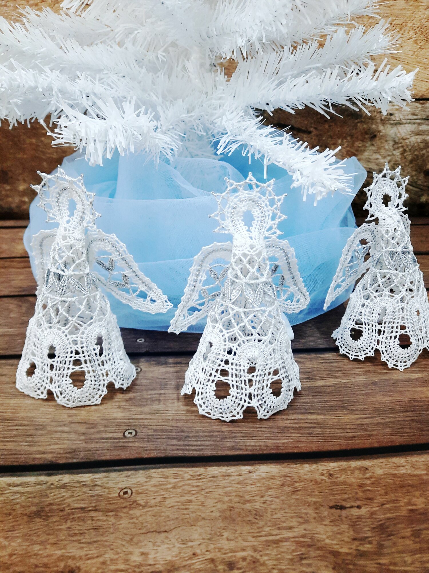 Сувенир Ангел объемный, 12 см, белый хлопок. Вологодское кружево ручной работы, в подарочной упаковке