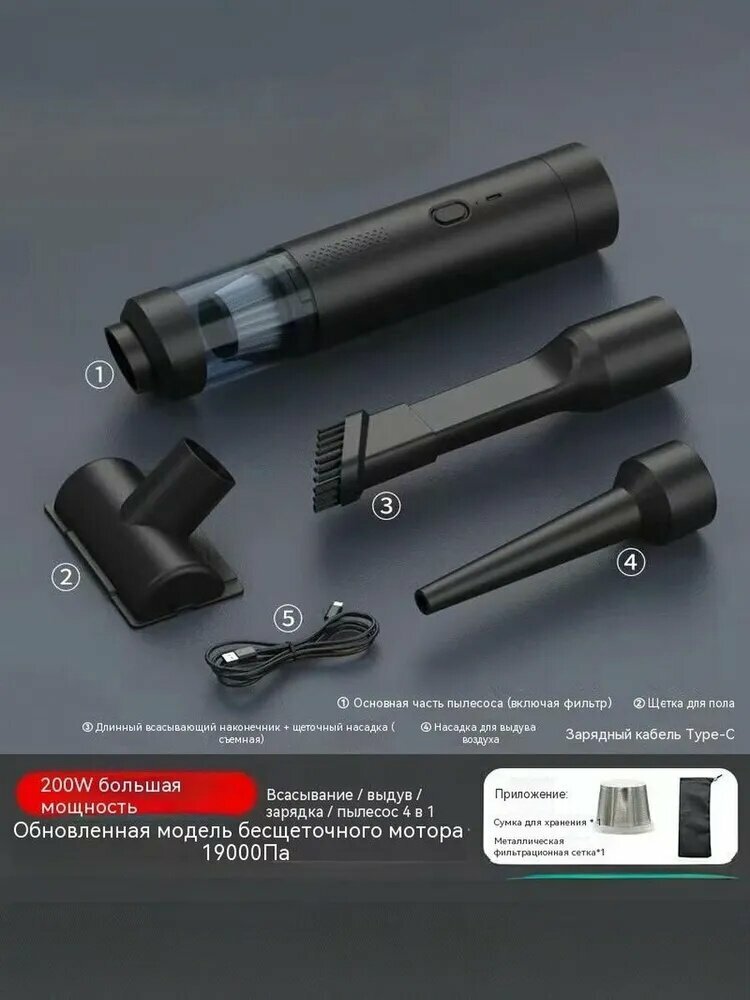 Ручной пылесос для автомобиля и мебели беспроводной Xiaomi Mijia Cleaner CN Версия (19000Па)