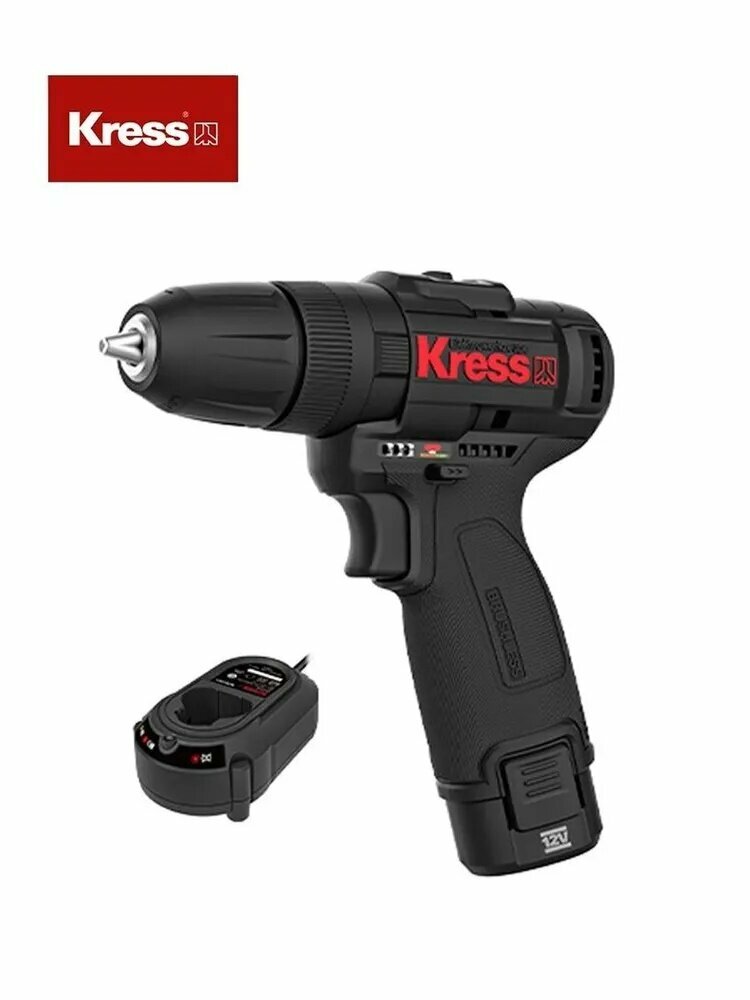 Дрель-шуруповерт ударная KRESS KU362 12V 38Нм бесщеточная аккумуляторная