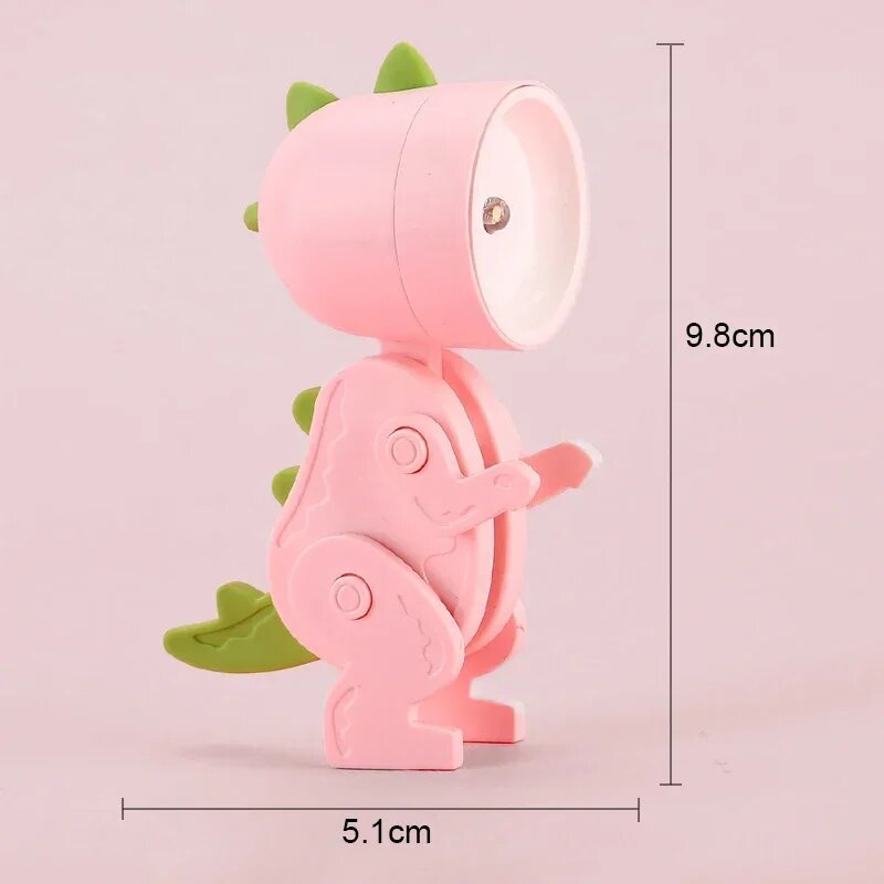 Мини ночник динозавр розовый, 9.8 x 5.1 см, свечение Pink