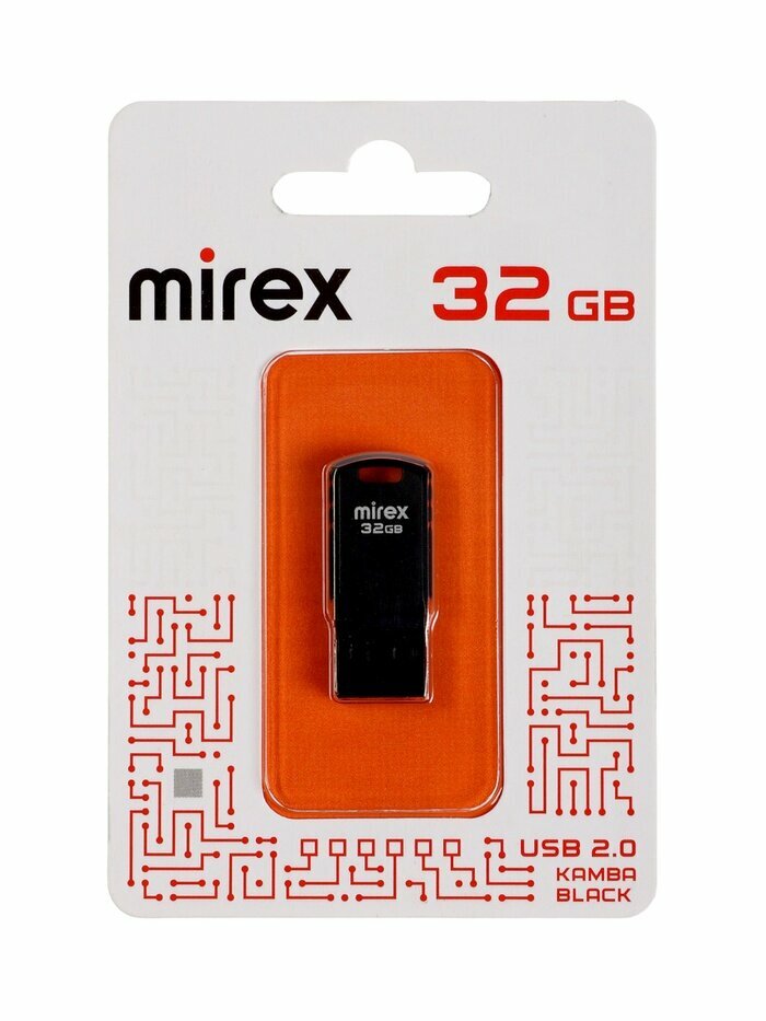 Флешка Mirex KAMBA, 32 Гб, USB 2.0, чтение до 23 Мб/с, запись до 20 Мб/с, чёрная