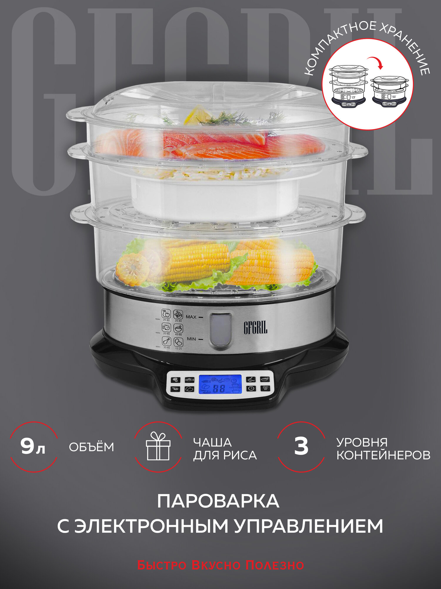 Пароварка электрическая GFGRIL GFS-7DSS