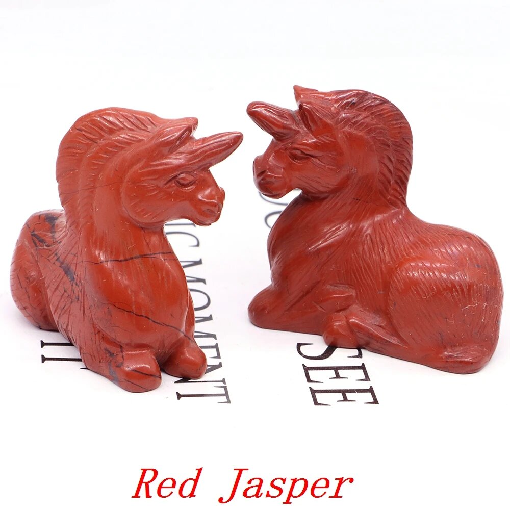 Статуэтка единорога из камня 2 дюйма Красный, Red Jasper