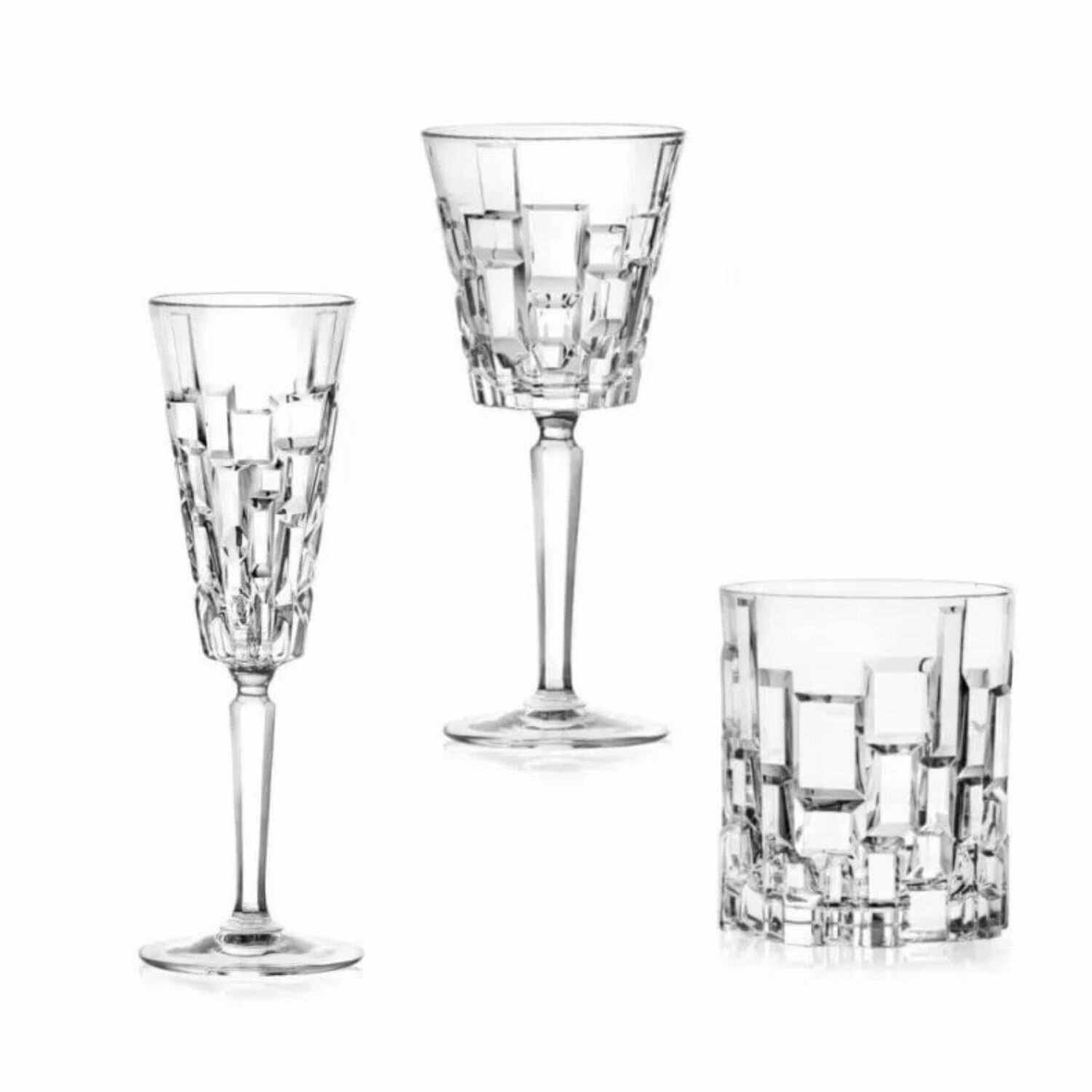 Набор бокалов RCR Etna для вина, шампанского и виски, 18 предметов