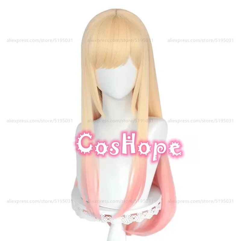 Китагава Марин, парик для косплея, длина 80 см, прямой, желтый, розовый, с градиентом, парик для косплея, аниме, термостойкие синтетические парики