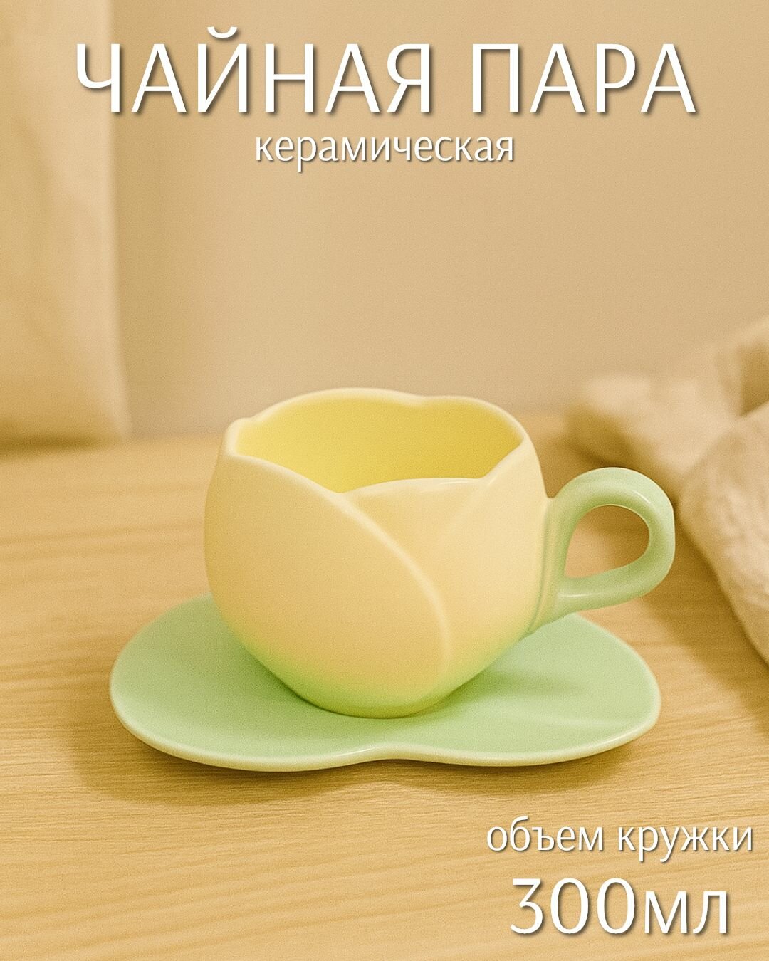 Чайная пара Весенний цветок 300мл (керамика) ТОиТО