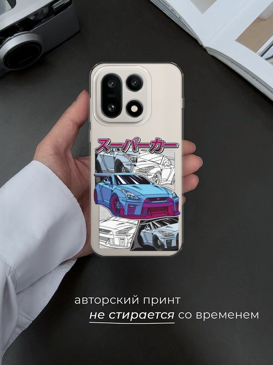 Чехол на OnePlus 15 / Ван Плас 15 с принтом JDM коллаж, прозрачный — фото 1
