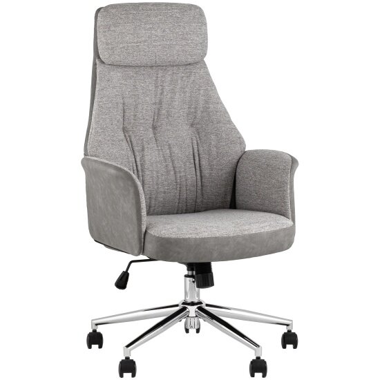 Кресло офисное Stool Group TopChairs Neoma, светло-серый, экокожа, ткань