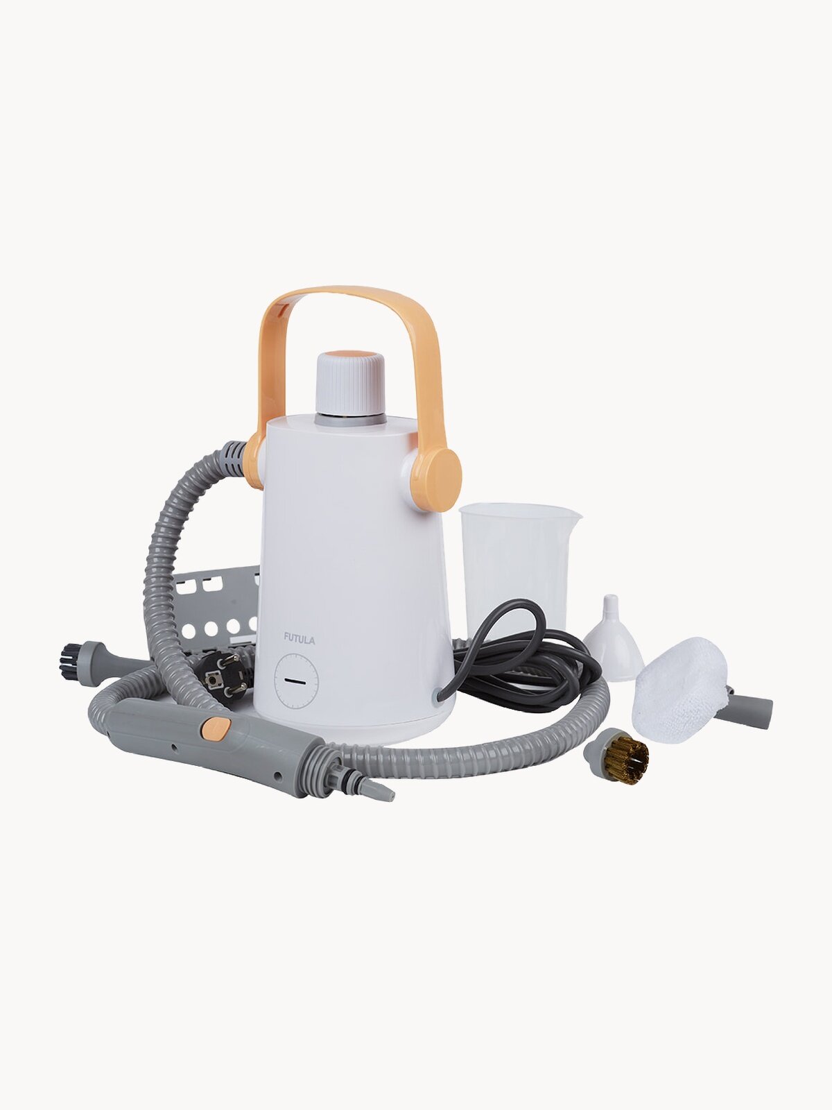 Пароочиститель для дома Futula ST9000 белый с гибким шлангом, мощность 1000 Вт, 6 насадок
