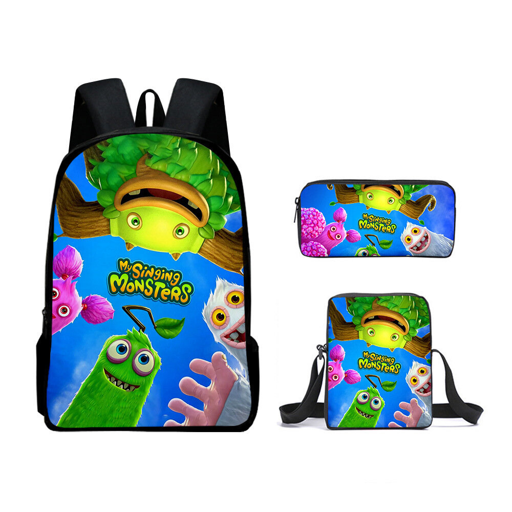 3D новый продукт mysinging monsters monster концертный принт детский рюкзак из трех предметов, сумка через плечо, пенал