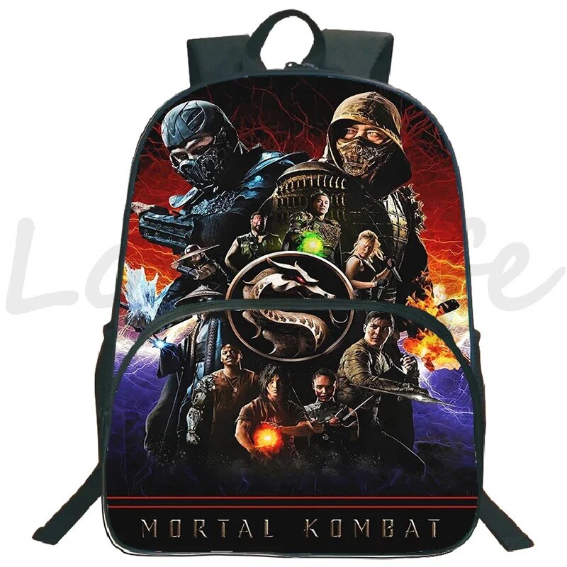 16-дюймовый рюкзак Mortal Kombat Mochila, детские школьные рюкзаки для косплея, дорожная сумка для подростков, рюкзак для мальчиков и девочек, сумка для книг с героями мультфильмов, Темно-зеленый, Унисекс